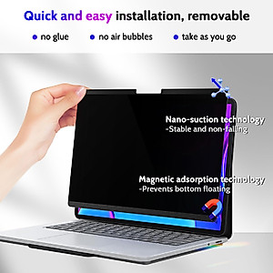 Peslv Magnetic Privacy Screen for Microsoft Surface Laptop Studio 2/1 14.4-Inch, Removable Anti Blue Light Glare Filter, Black Security Private Spy Block Protector