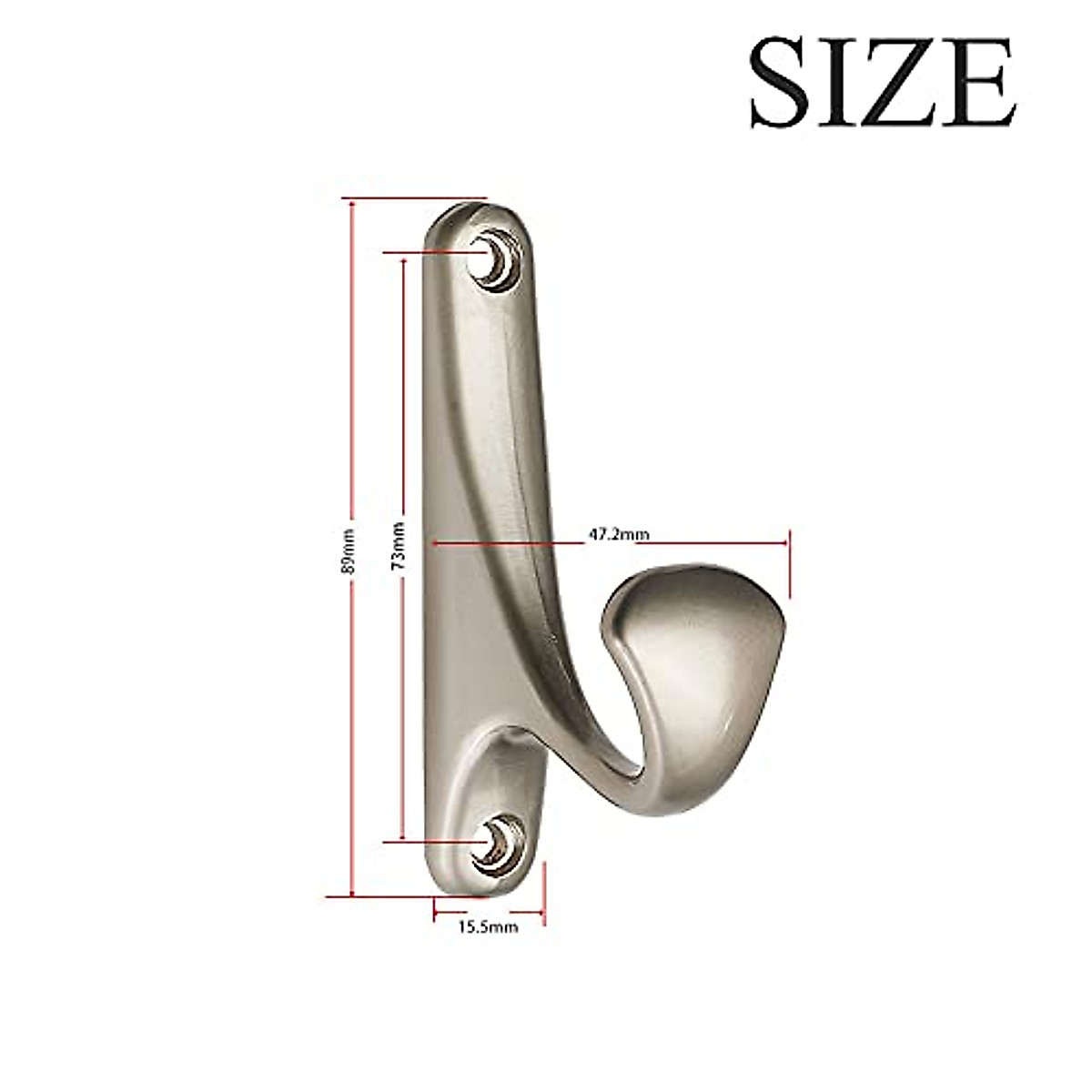 4 Pack Single Prong Wall Mounted Hat Towel Bag Hanger, Decorative Art Coat Hooks with Deep Curve, Solid Zinc Alloy Wall Hooks Holder for Keys, Umbrella, Matte Silver, Exxacttorch