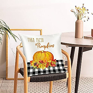 Fall Decor Pumpkins Decorative Pillow Autumn Decorations for Couch Sofa Bedroom Car Living Room Standard Size Satin Rustic Pillow Shams Zippered 18x18