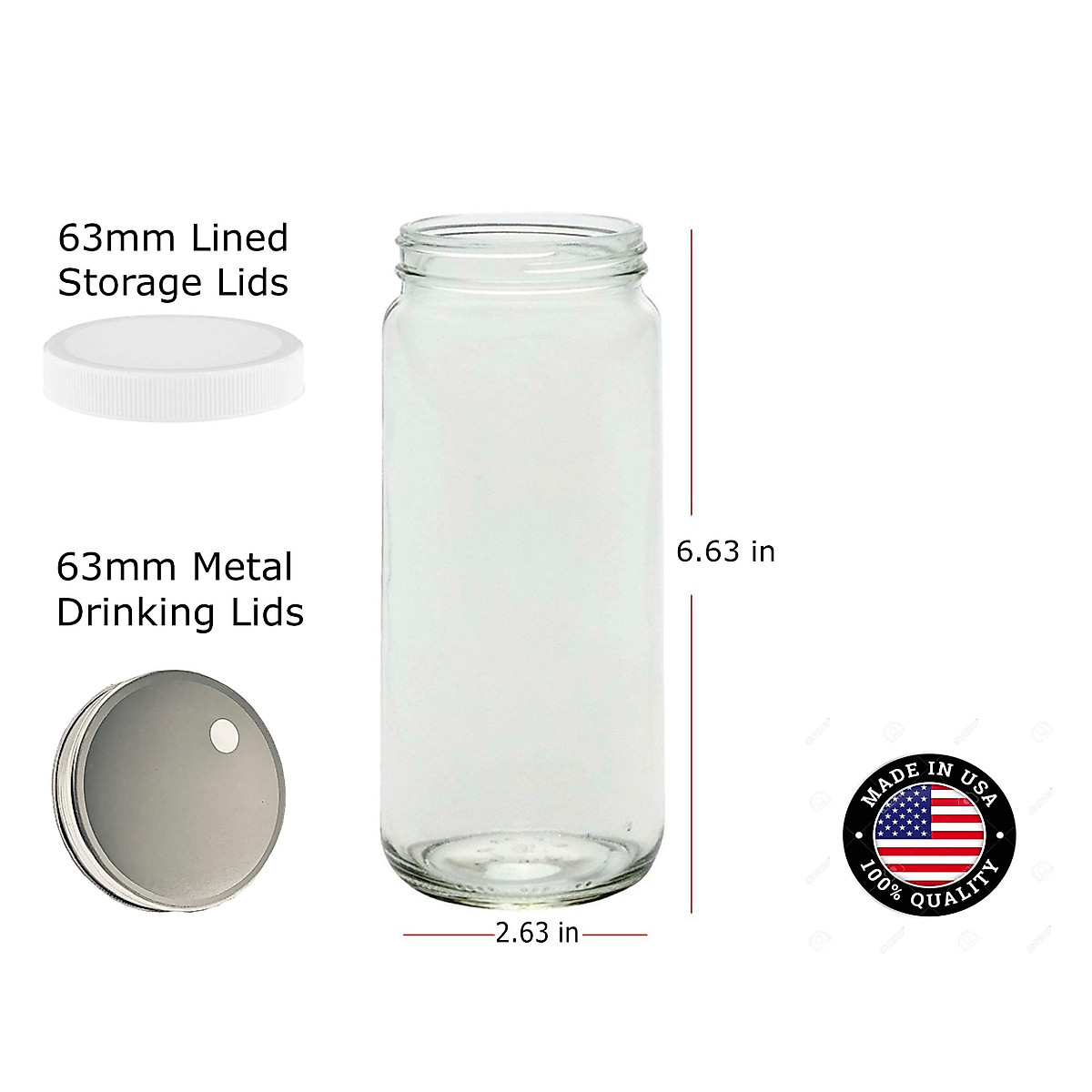 JARMING COLLECTIONS Reusable Smoothie Cups, Multi-Use Glass Bottles w/Lids & Straws, Reusable Iced Coffee Cups, Juice Bottles with BPA-Free Lids, Slushie Cup, Tea Cup, 16-oz