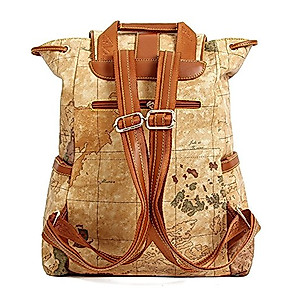 Faux Leather Vintage Novelty World Map Backpack Travel Lacing Bag Hot 03