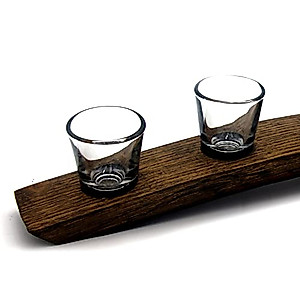 Barrel-Art Barrel Stave 5 Shot or Tasting Flight, 1.5 Oz Glasses Included, Dark Walnut