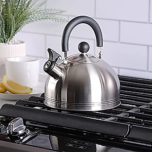 Mr. Coffee Carterton Stainless Steel Whistling Tea Kettle, 1.5-Quart, Mirror Polish