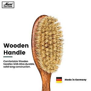 Mars Coat-King Bristle Cat Hair Brush Deshedding Tool – Pet Grooming Supplies for Furry, Shaggy, Loose Hair in all Breeds, Wooden Handle for Thick Coats – ¾” Bristles, 2” Wide Head