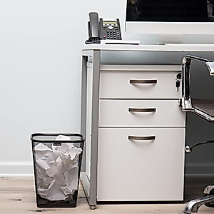 Mind Reader Network Collection, Waste Paper Basket, 5 Gallon Capacity, Reinforced Solid Rim and Base, Metal Mesh, Set of 4, Black