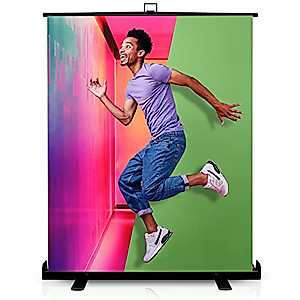 KHOMO GEAR Collapsible Chromakey Panel Green Screen for Photo Backdrop Video Studio, Live Game, Portable Pull Up, Solid Aluminium Base Wrinkle-Resistant Fabric, Auto-Locking Air Cushion Frame