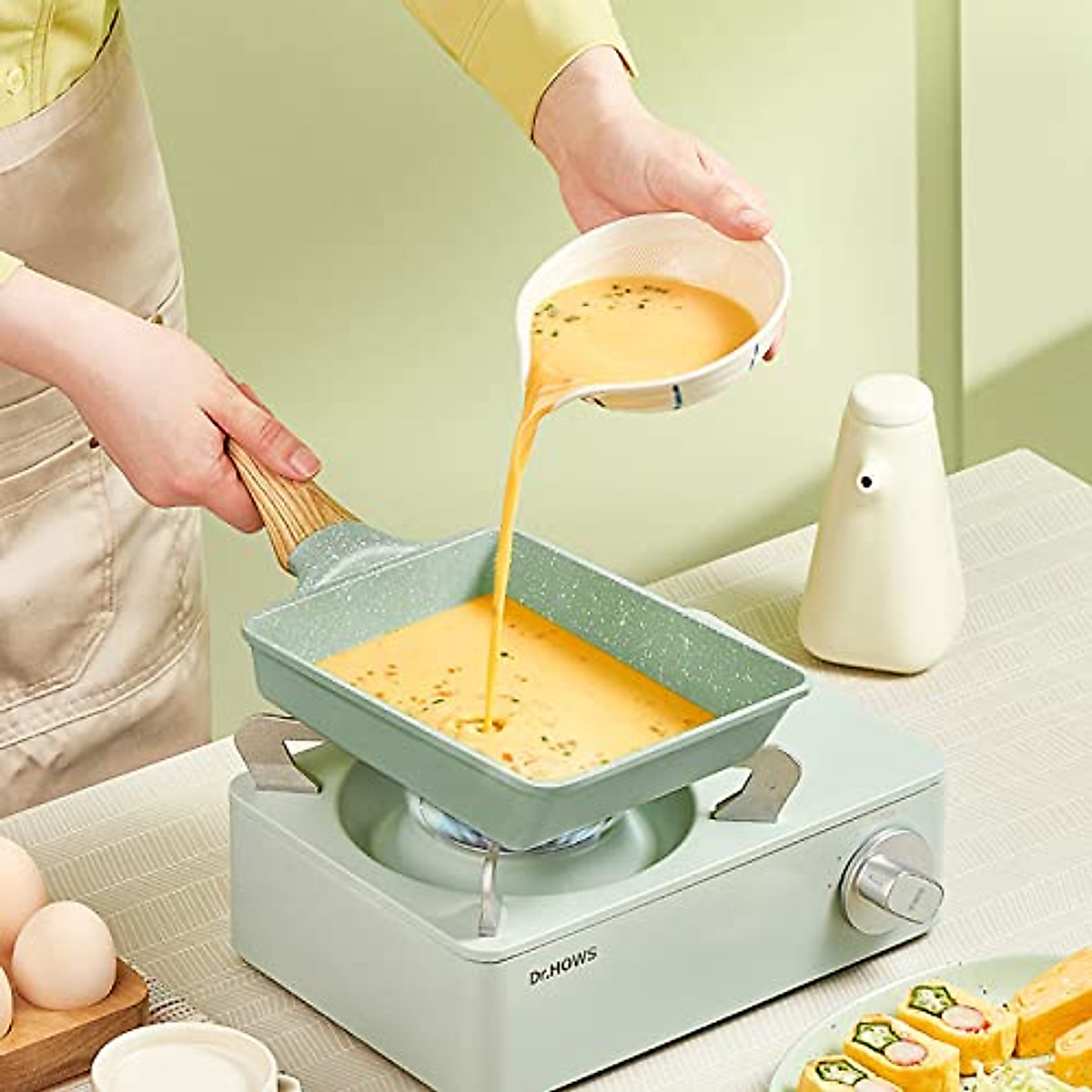 LIANGCHUANG Omelette Pan Nonstick Tamagoyaki Egg Pan , Retangle Frying Pan with Non-Stick Coating for Sandwich , Pancake , 8in L X 6in D X1.6in H YL2002 Rectangle frying pan