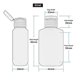 FOOCHY Clear Hand Sanitizer Travel Bottles Empty Plastic Refillable Flip-Top Bottles for Hand Sanitizer Shampoo Lotion,etc - No BPA/Parabens, 60ml/2oz (Set of 8)