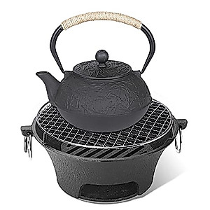 Mumu Tulio Japanese Cast Iron Teapot, Cast Iron Tea Kettle, Stovetop Tea Kettle for Boiling Hot Water Tea, Outdoors Table Top Grill Charcoal Traveling Picnics Garden Beach Party(Size:900)