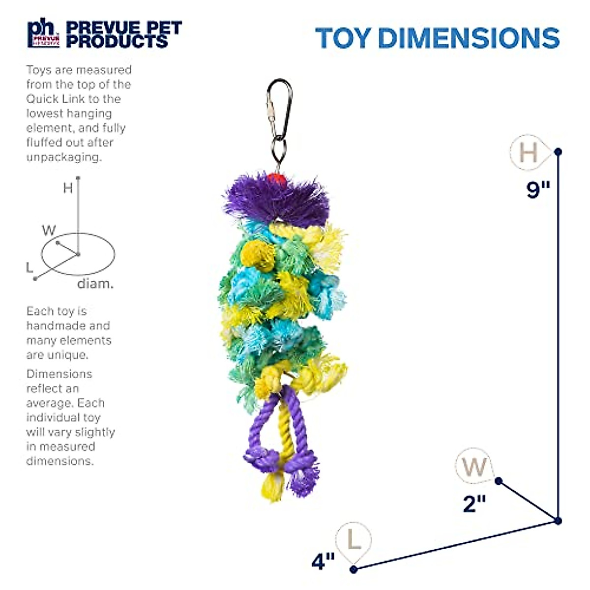 Prevue Pet Products Preen & Pacify Calypso Creations Braided Bunch Bird Toy 62669