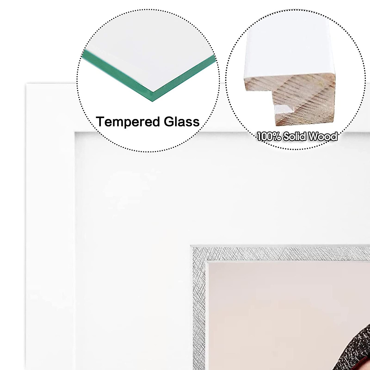 Golden State Art, White Baby Frame, Little Angel Solid Wood picture frame with White/Silver Double Mat, Baby Nursery Decor for Baby Girl or Baby Boy (8x8-inch for 4x4-inch, 1-Opening)