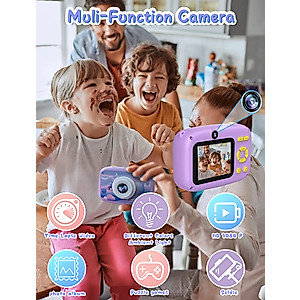 MIIULODI Kids Camera, Christmas Birthday Gift for Kids 3-12 Year Old Girl Boy 2.4 Inch Time-Lapse Video Record Scientific Children Digital Cameras Toddler Night Light Toys for 4 5 6 7 8 Year Old