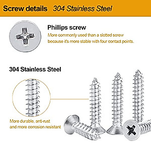 #6 x 1'' Wood Screws, Short Wood Screws, Flat Head Small Screws, Self Tapping Countersunk Head Drywall Screws, Cabinet Screws, for Repairing Wood Furniture, 130pcs and 20pcs Screw Anchors,Drill bits