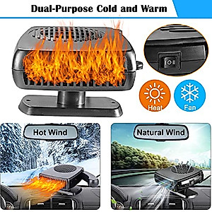 Portable Car Heater,200W 2 in 1 with Heating and Cooling Modes for Fast Heating Defrost Defogger, Automobile Windscreen Fan in Cigarette Lighter (24V)