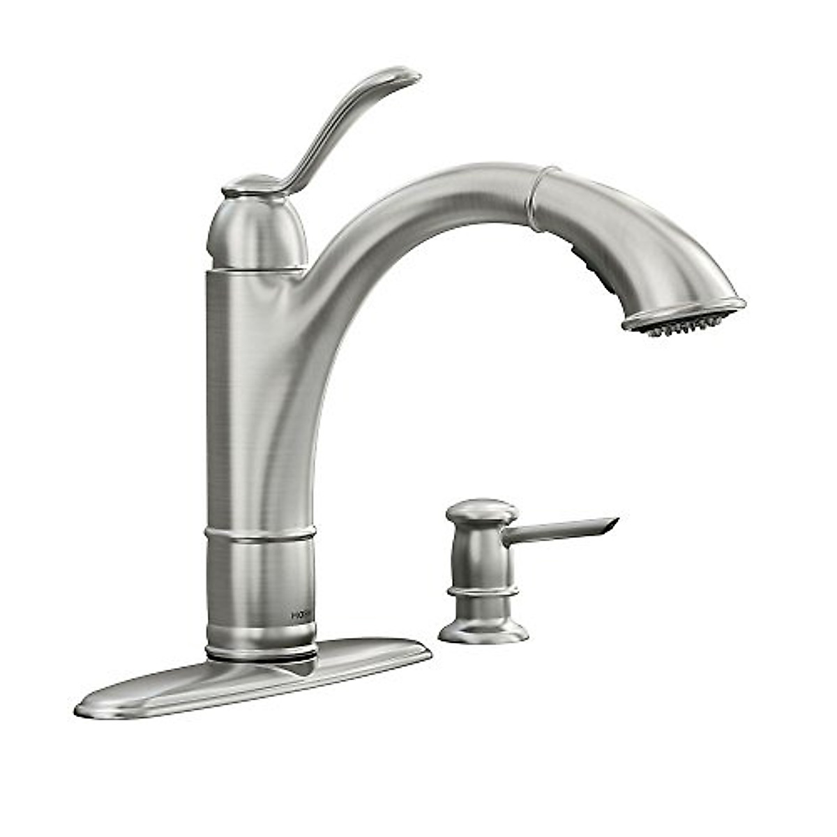 Moen 87045MSRS Walden Single-Handle Pull-Out Kitchen Faucet Featuring Protection Stainlessâ€¦, Spot Resist Stainless Microban