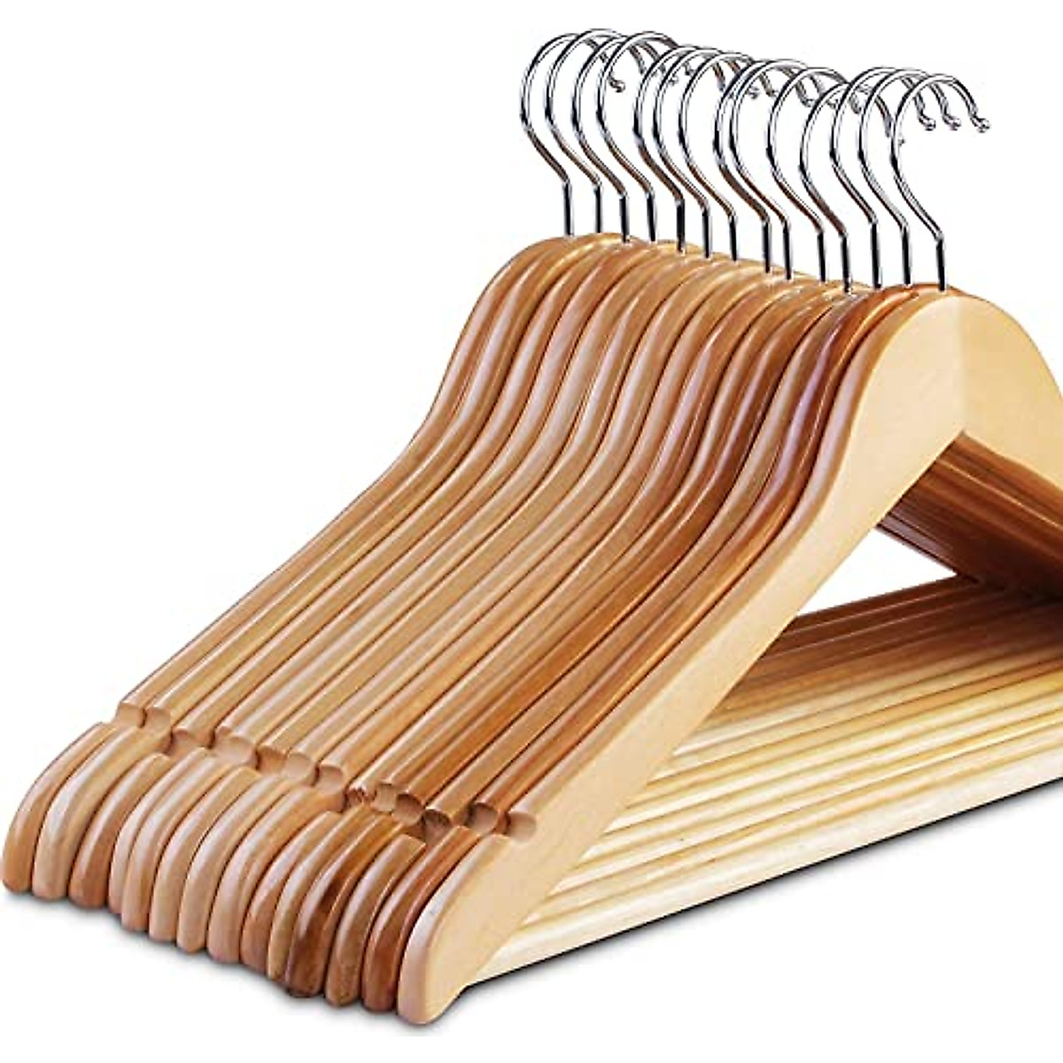 Work Clothes Hangers, Wooden Hangers Ultra Thin Space Saving Non-Slip Hangers Velvet Hangers Suit Hangers Ideal for Everyday Standard Use, Clothing Hangers (24)