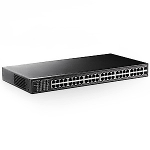 MokerLink 48 Port Gigabit Ethernet Switch with 2 SFP Port, Dual Power Supply, Fanless Metal Rackmount Unmanaged Plug and Play Network Switch