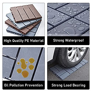 Botabay Plastic Interlocking Deck Tiles, 38 Pack Patio Deck Tiles, 12"x12" Wood Plastic Composite Waterproof Outdoor Patio Floor Decking Tiles, for Porch Poolside Balcony Backyard, Brown