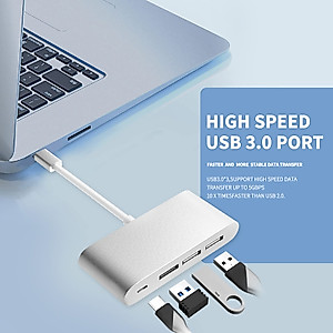 YAFIYGI USB Adapter for MacBook Air 4 in 1 USB C Hub Type C Multiport Adapter with 1USB 3.0 Ports 2 USB 2.0 87W PD Charge Compatible for MacBook Pro 13 15 16