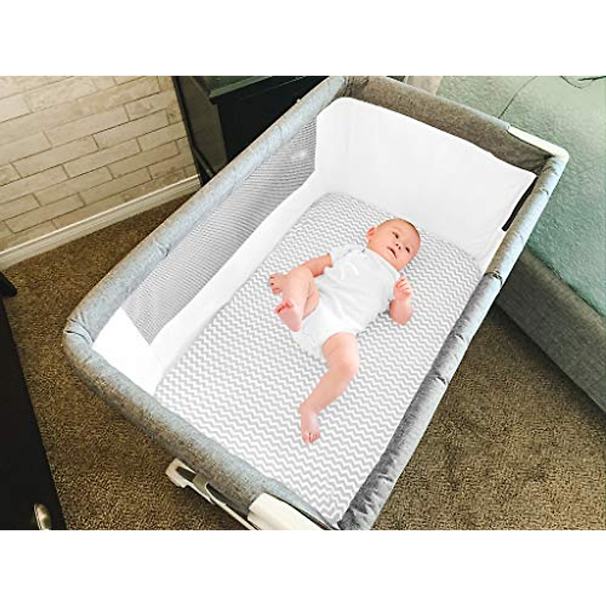 Bassinet Bed Sheets – Premium Bassinet Fitted Sheets 4 Pack – 100% Jersey Knit Cotton Cradle Sheets – Bassinet Bedding for Standard Size Oval or Halo Bassinet Pads – Bassinet Sheet for Boy & Girl