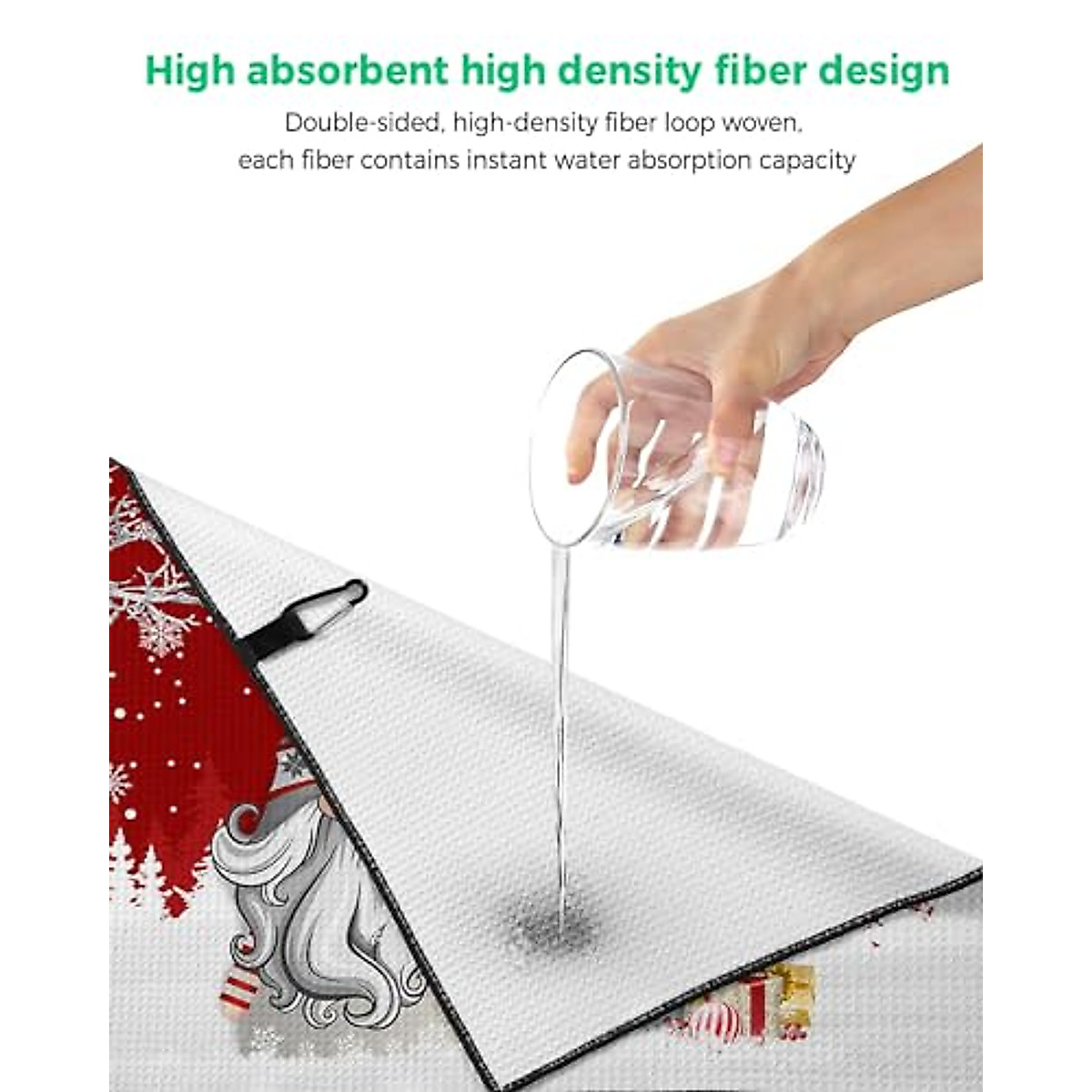 Golf Towel Christmas Gnome Xmas Dwarf Red,Waffle Pattern Microfiber Club Cleaner Golf Towels with Carabiner Clip for Women Men Dad,Winter Gift Bird Branch Golf Towel for Golf Bags Accessories,24x16in