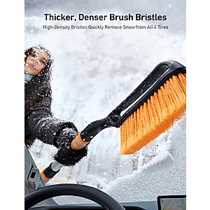 AstroAI 40" Snow Brush and Ice Scrapers for Car Windshield, Detachable Snow Scrapers with Ergonomic Foam Grip for Cars, Trucks, SUVs (Heavy Duty ABS, PVC Brush, Orange)