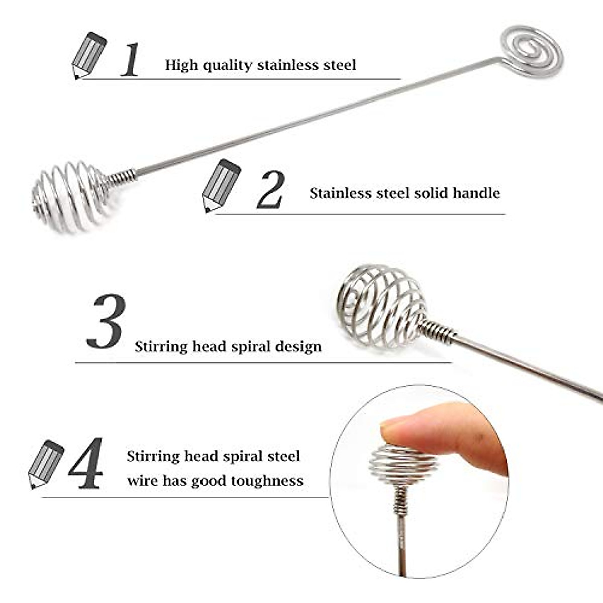Honbay 4PCS Stainless Steel Honey Dipper Sticks Honey Spoon Dippers Stir Sticks Mixing Spoon for Honey Melted Chocolate Albumen