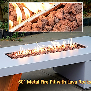 Onlyfire Premium 60” Outdoor Fire Pit Table with Lava Rocks& 12FT Hose, Large Propane Gas Firepit, Smokeless Fireplace 60,000BTU, Flame Adjustable for Backyard Patio Bonfire Party, Patio Heater FP015