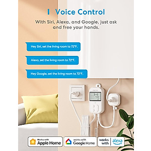 Meross Smart Thermostat for Electric Baseboard & Smart Wi-Fi Temperature Controller Thermostat 15A, Works with Apple Home, Alexa, Google Home, SmartTings with Voice& Remote Control, Power Monitor