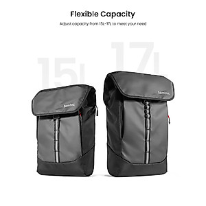 tomtoc Flap Laptop Backpack, Water-Resistant Durable Travel Backpack Rucksack for 13-16 Inch MacBook/15.6 Inch Notebook, Large Capacity Daypack for Work, School, Commuting, Weekend Holiday, 17L, Black