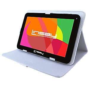LINSAY 10.1" High End Octa Core 4GB RAM 128GB Storage Android 13 Google Certified Tablet with White Case