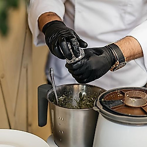 ForPro Disposable Nitrile Gloves, Chemical Resistant, Powder-Free, Latex-Free, Non-Sterile, Food Safe, 4 Mil, Black, Medium, 100-Count