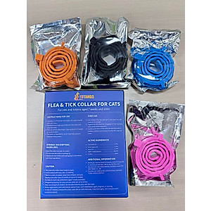 4 Pack Flea Collar for Cats, 32 Months Flea and Tick Prevention for Cats, Waterproof Cat Flea Collar, Natural Cat Flea and Tick Treatment, Adjustable Flea and Tick Collar for Cats Kittens(4 Colors)