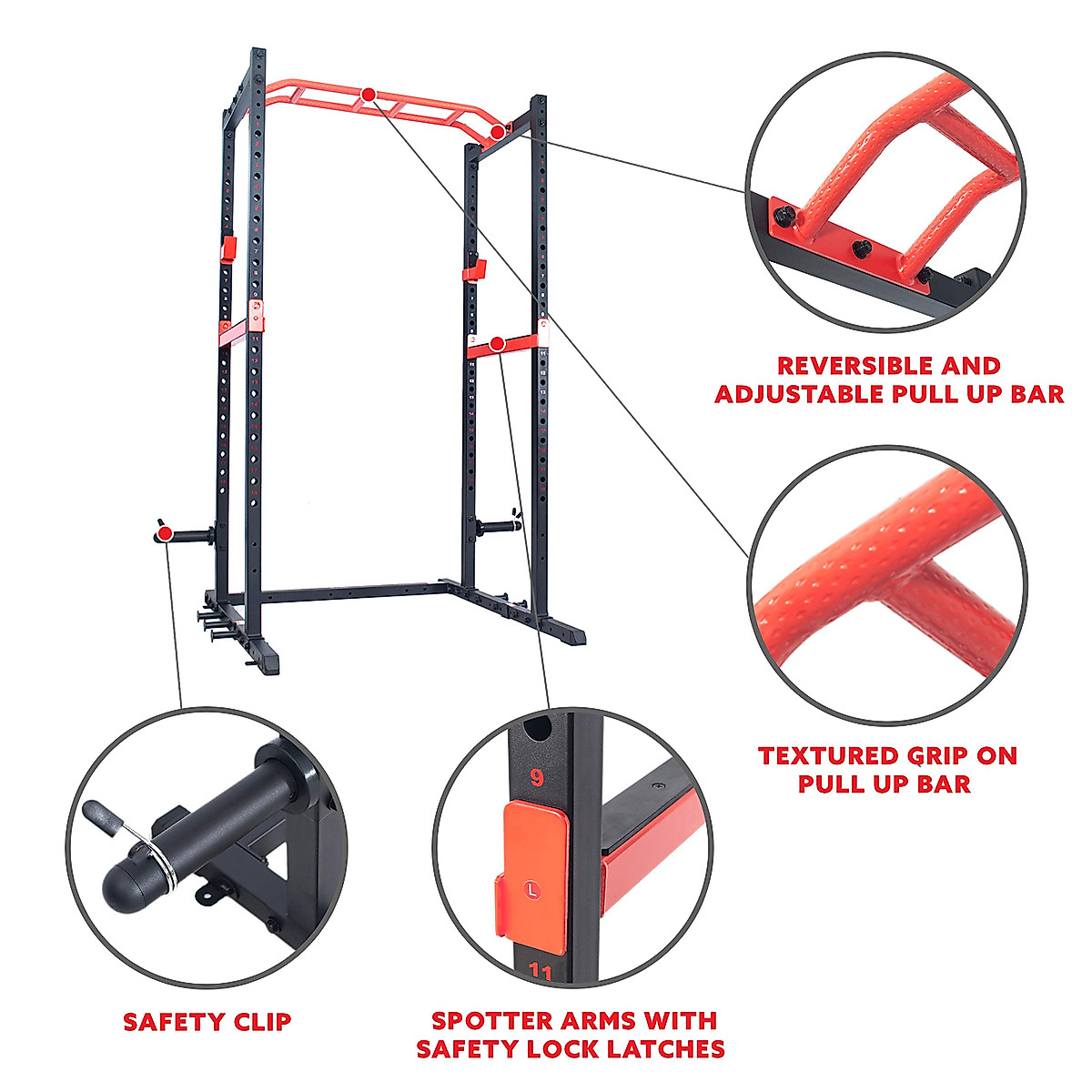 Sunny Health & Fitness Power Zone Strength Rack Power Cage - SF-XF9925, black