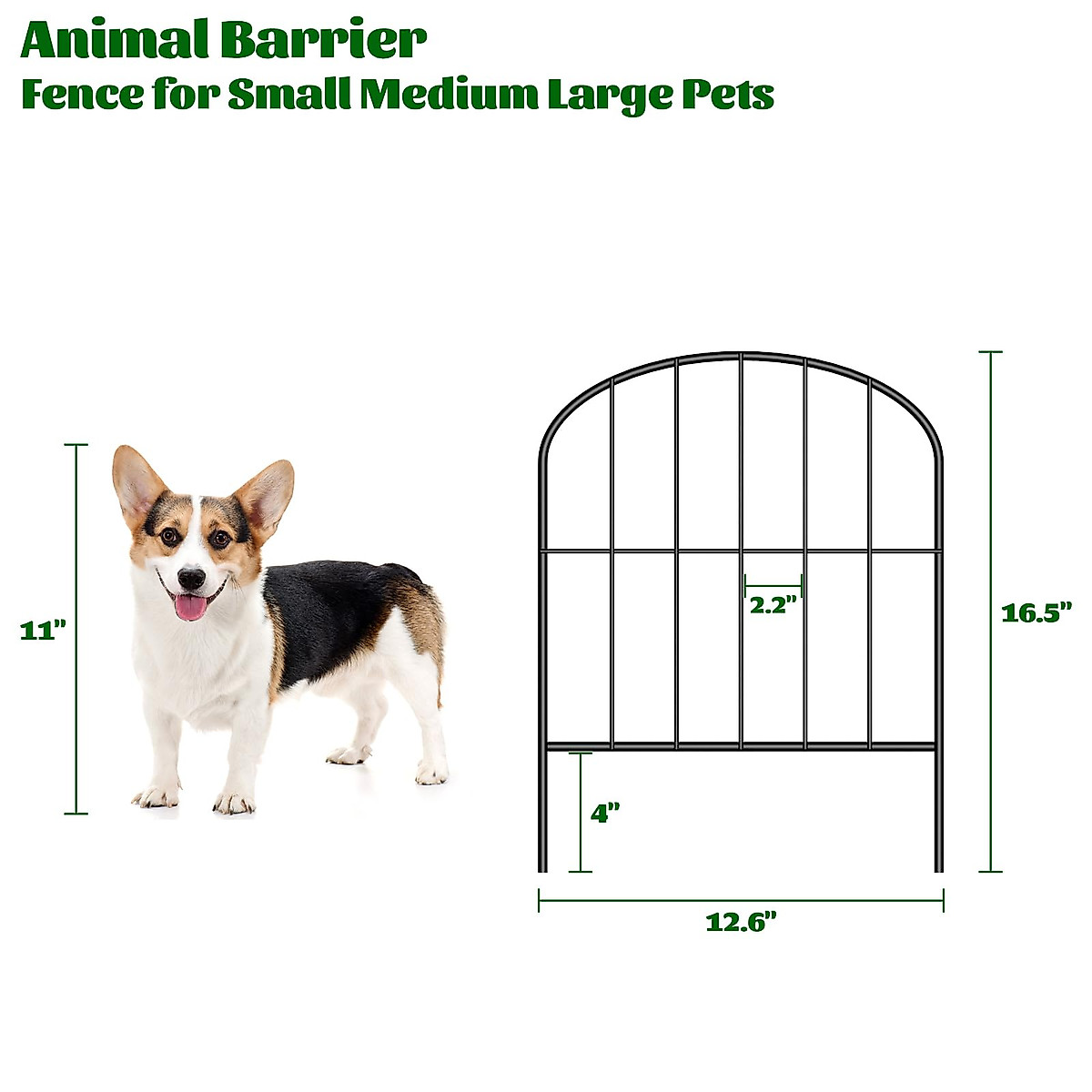 DAMEING Decorative Garden Fence 10 Panels 16.5in (H) x 10.5ft (L) Border Animal Barrier, Rustproof Metal Wire Landscape Wire Edge Flower Bed Fencing for Patio Yard Outdoor Decor, Arch