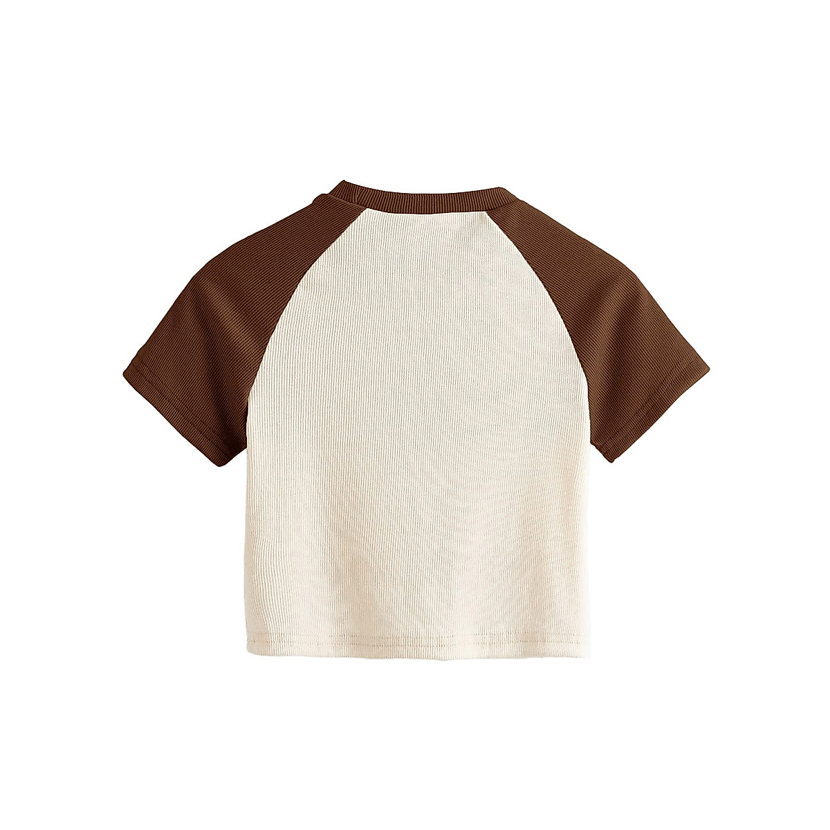 SweatyRocks Women's Graphic Print Round Neck T Shirt Short Sleeve Crop Tee Tops Mushroom Brown L