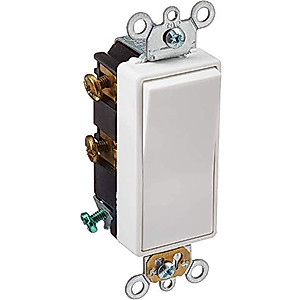 Leviton 5622-2W 20 Amp, 120/277 Volt, Decora Plus Rocker Double-Pole AC Quiet Switch, White