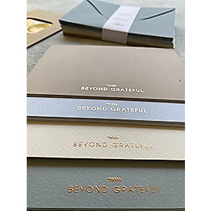 (36 Pack) Run2Print Beyond Grateful Thank You Cards With Envelopes & Gift of 36 Foiled Stickers - Elegant Dusty Blue Emboss Rose Gold Foil Pressed Blank Notes Wedding All Occasion Cards (Dusty Blue)