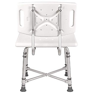DMI Shower Chair Bath Seat for Tub or Shower Bench for Inside Shower, Made of Aluminum with Plastic Seat, FSA and HSA Eligible, Adjustable Height, Holds Weight Up to 500 Pounds, Bath Chair, White