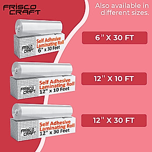 Frisco Craft Clear Vinyl Self-Adhesive Laminate 12" x 30FT Roll, Compatible with Cricut, Silhouette Cameo Portrait, Decals, Stickers, Stencils, Peel and Stick (Clear Laminate Sticker Vinyl, Glossy)