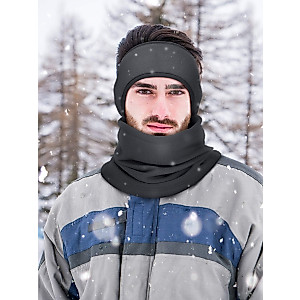 6 Pieces Fleece Ear Warmers Headband Winter Neck Gaiter (Red, Grey, Black)