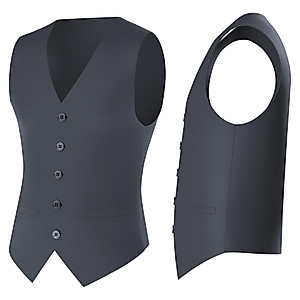 Antonio Uomo Men’s Suit Set – Classic Fit 3 Piece Blazer Single Breasted Jacket Vest Pants for Business Wedding Dress Suits Charcoal 38