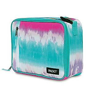PackIt Freezable Classic Lunch Box (Tie Dye Sorbet) and Snack Box Bundle