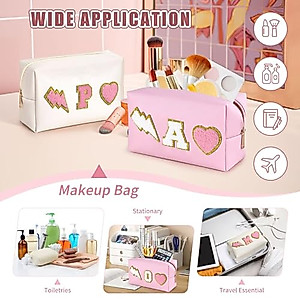 TOPEAST Initial Cosmetic Bag for women, Preppy Makeup Bag Chenille Letter Pouch, Monogrammed Birthday Gifts for Girls, Teen Girl Gifts Trendy Stuff, Pink S