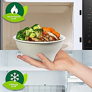 PAMI 100% Biodegradable Sugarcane Bowls [Pack of 50] 6 oz. Natural Compostable Soup Bowls- Planet-Friendly Bagasse Bowls For Hot & Cold Uses- Heavy-Duty Disposable Microwavable Paper Serving Bowls