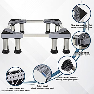 Kokorona Washing Machine Stand Mini Fridge Stand with 8 Strong Feet (7.1-8.3in High), Adjustable Refrigerator Base Multi-Functional Washer Dryer Pedestals, Max Load 440LBS