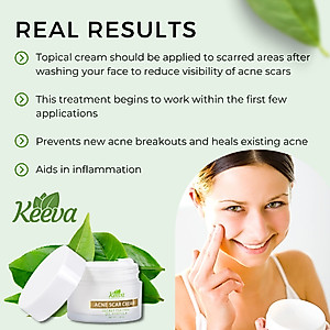 Keeva Organics Intensive Acne Scar Removal Treatment Cream For Acne Scars - 7X Faster Healing Results - Secret Tea Tree Oil Organic Ingredients - For Face, Back and Butt - From
