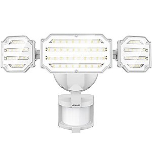 LEPOWER 48W LED Security Lights, 5200LM Motion Sensor Flood Lights Outdoor, Motion Detector Flood Light with Adjustable 72ft &Time Setting, 3 Head Flood Light for Outside Garage, Yard, Porch, Entryway