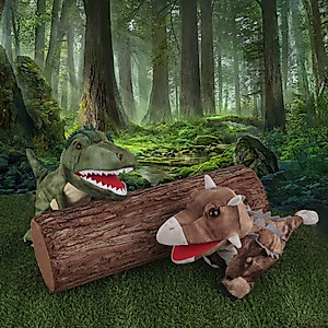 Omoojee Plush Dinosaur Hand Puppets, Soft Dinosaur Toy Stuffed Puppets Gifts for Kids (2 pcs)