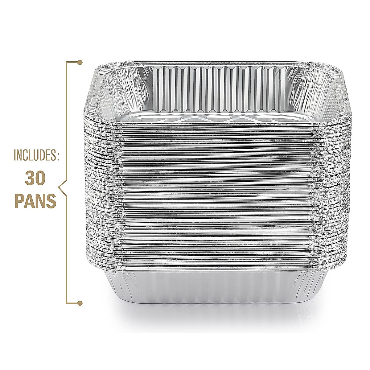 9x13 Aluminum Pans Disposable Foil Pans (30-Pack), Half Size Deep Steam Table Pans Extra Thick for Baking, Cooking, Roasting, Heating …